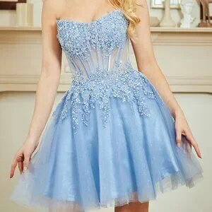 Amelia Couture | Dresses | New Strapless Mini Baby Doll Homecoming Gown ...
